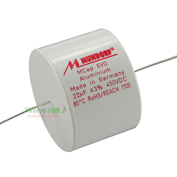 Mundorf MCap EVO 22uf 450V Capacitor - Willys-Hifi Ltd